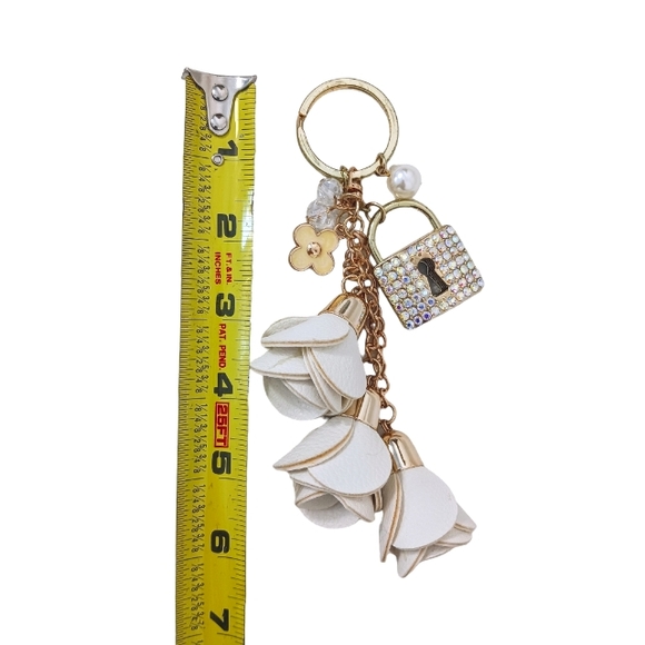 Accessories | Luxe Keychain Enamel Charm Clover Flower Fleur Crystal ...